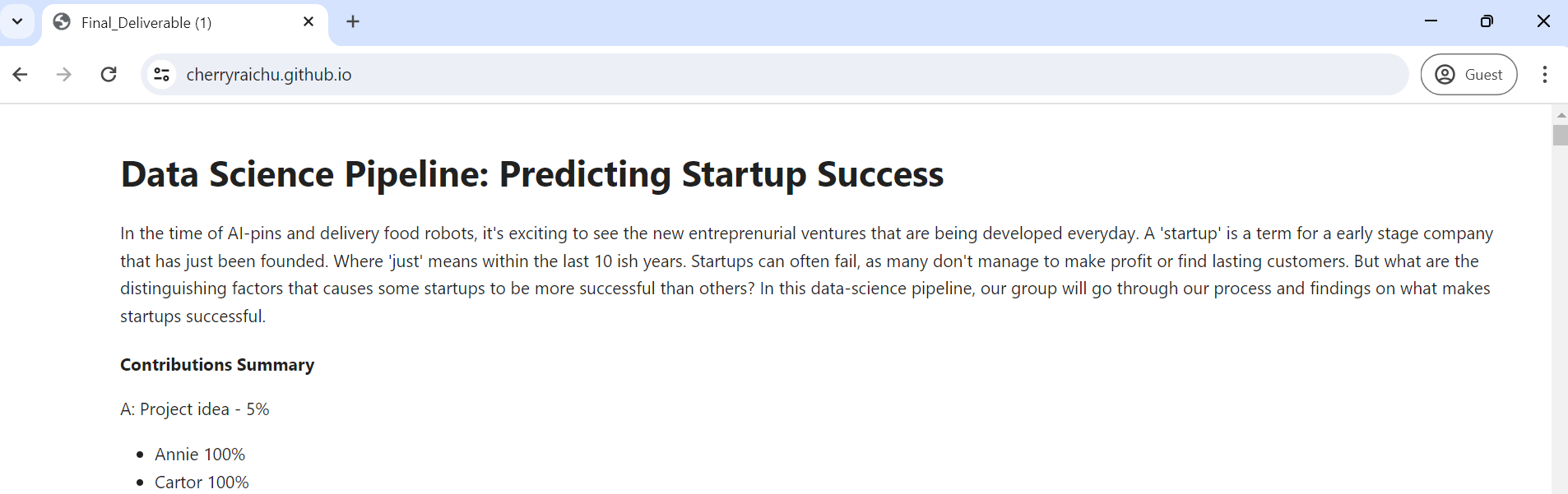 Publishing your Project with Github Pages
